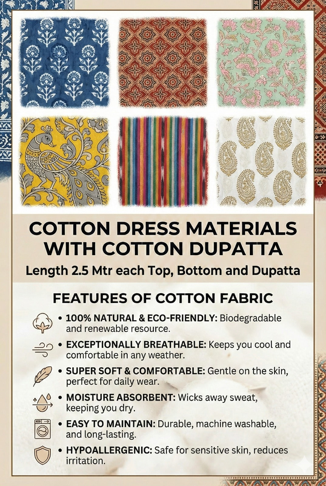 Floral Delight Cotton Fabric Set – Khatri Creations